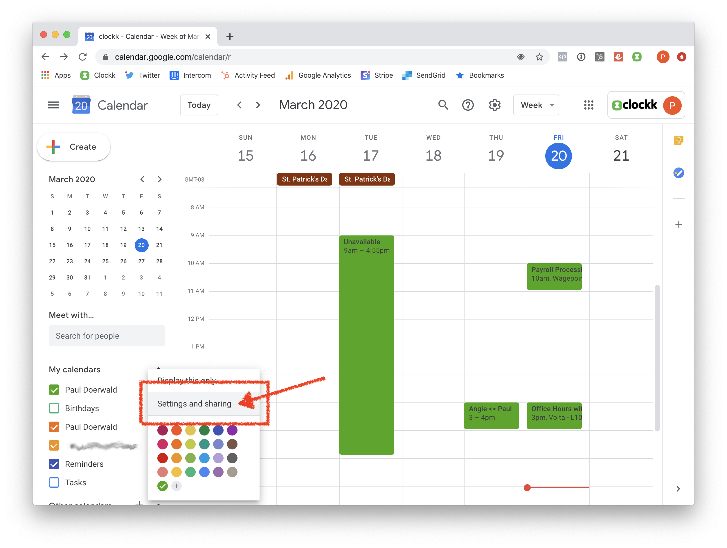 Google Calendar Clockk