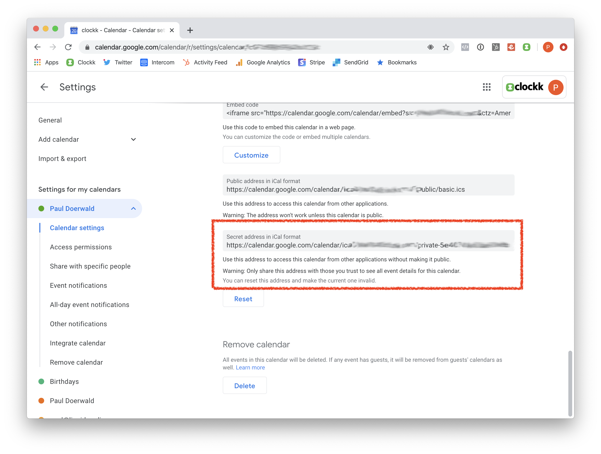 Google Calendar Clockk